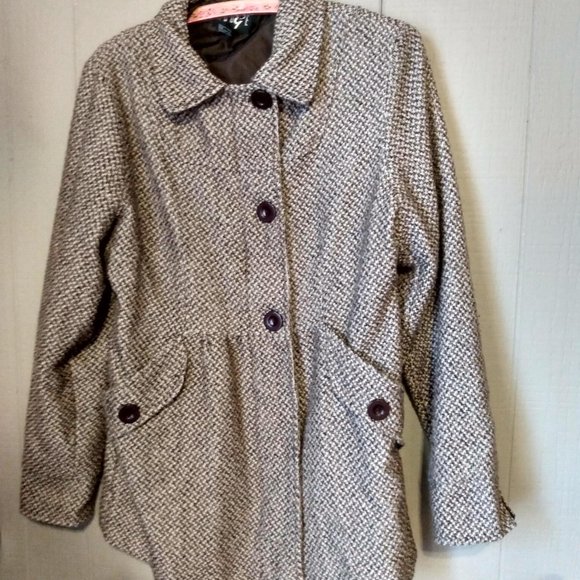 Rouge Helium | Jackets & Coats | Rouge Brown Tweed Jacket Zip Button ...
